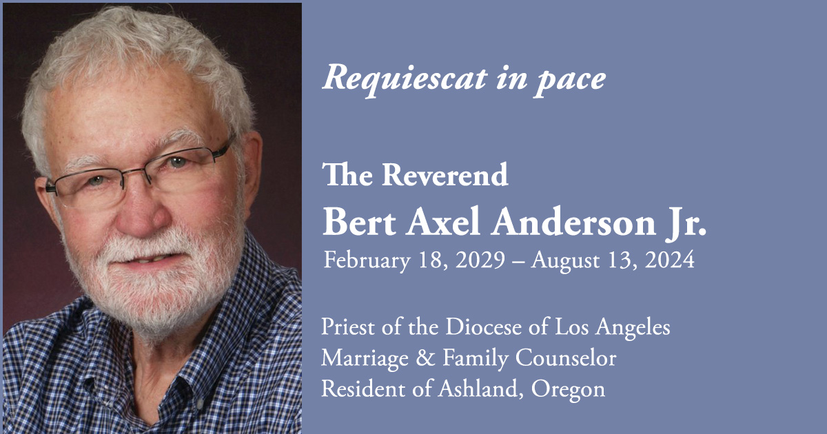 RIP: The Reverend Bert Axel Anderson Jr. | Episcopal Diocese of Los Angeles